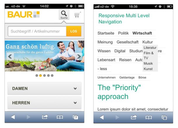 9 Mobile Navigation Patterns die Sie kennen sollten - konversionsKRAFT
